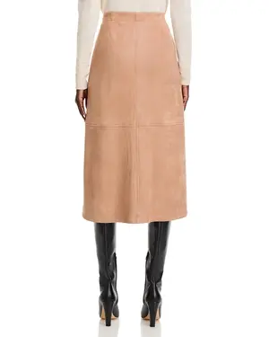 SINGLE THREAD Faux Suede A-line Skirt - Sepia Tan