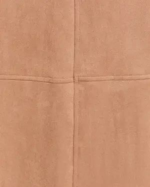SINGLE THREAD Faux Suede A-line Skirt - Sepia Tan