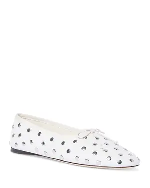 LOEFFLER RANDALL Embellished Ballerina Flats - Ecru Silver