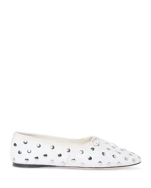 LOEFFLER RANDALL Embellished Ballerina Flats - Ecru Silver