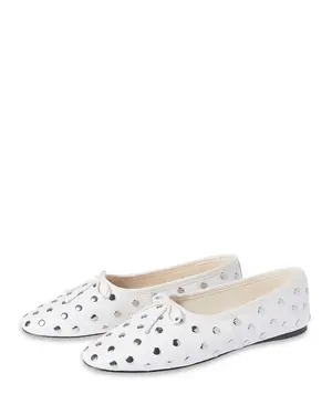 LOEFFLER RANDALL Embellished Ballerina Flats - Ecru Silver