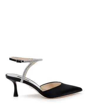 Badgley Mischka Autumn Embellished Pumps - Black Satin