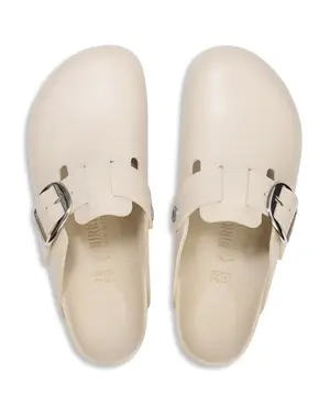 BIRKENSTOCK Boston Big Buckle Nubuck Leather Clogs - Beige Leather