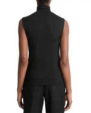 Vince Sleeveless Turtleneck Top - Black