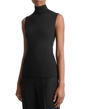Vince Sleeveless Turtleneck Top - Black