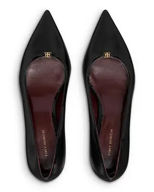 Tory Burch Double T Buckle Kitten Pumps - Perfect Black