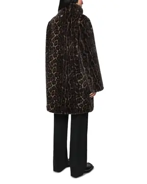 Apparis Faux Fur Blair Leopard Mid Length Coat - Dark Leopard