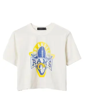 Junk Food Clothing Nfl Los Angeles Rams Mock Neck Crop Tee - White
