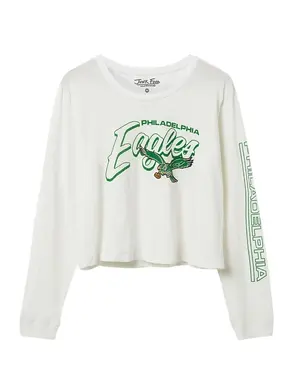 Junk Food Clothing Nfl Philadelphia Eagles Touchdown Cropped Tee - White