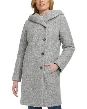Cole Haan Hooded Boucle Coat