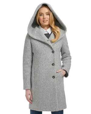 Cole Haan Hooded Boucle Coat