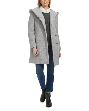 Cole Haan Hooded Boucle Coat