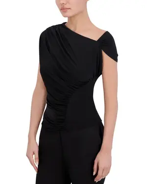Bcbgmaxazria Asymmetrical Cap Sleeve Top