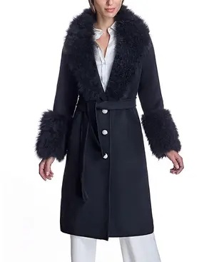 MAXIMILIAN Wool Coat With Fur Trim