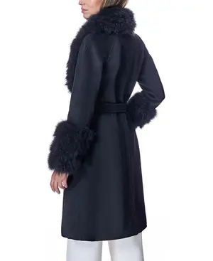 MAXIMILIAN Wool Coat With Fur Trim