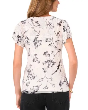 Vince Camuto Flutter Sleeve Top - Arctic Wolf