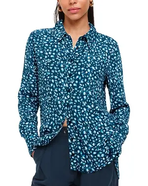 Whistles Pastel Leopard Print Shirt - Teal/multi