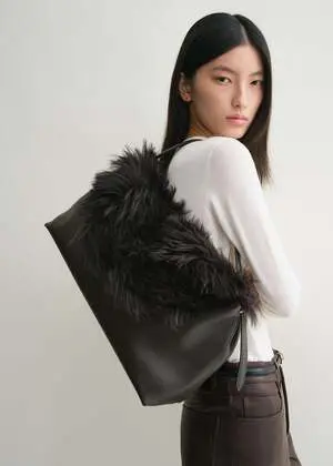 TOTEME T-lock Shearling Top Handle Bag