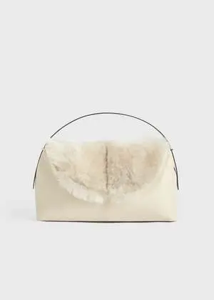 TOTEME Shearling Leather Bag - Ecru