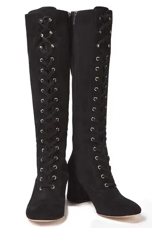 GIANVITO ROSSI Lace-up Suede Knee Boots