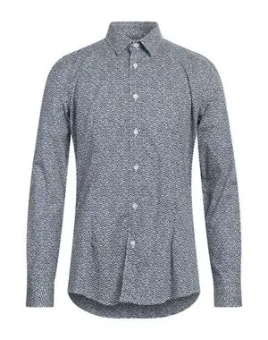 DANIELE ALESSANDRINI Man Shirt Midnight Blue Size 15 ¾ Cotton, Elastane
