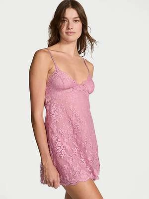 Victoria's Secret Dream Angels Twinkle Strap Lace Mini Slip Dress - Pink