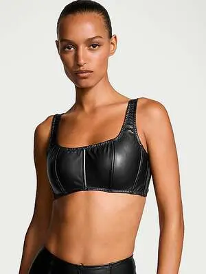 Victoria's Secret Very Sexy Faux Leather Mini Corset Top - Black