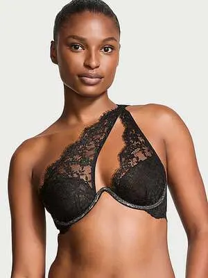 Victoria's Secret Dream Angels Twinkle Lace One-shoulder Monowire Bra Black