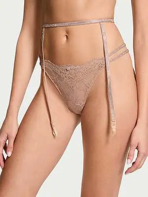 Victoria's Secret Dream Angels Twinkle Strap Garter Belt Beige