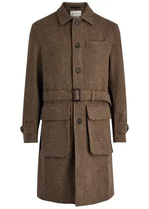 Oliver Spencer Grandpa Herringbone Wool Coat