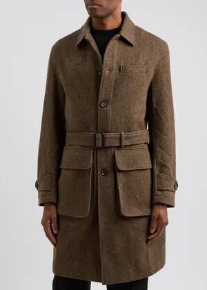 Oliver Spencer Grandpa Herringbone Wool Coat