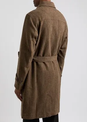 Oliver Spencer Grandpa Herringbone Wool Coat