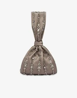 Alberta Ferretti Embroidered Satin Bucket Bag