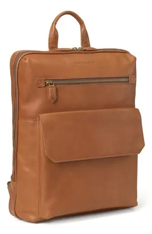 Johnston & Murphy Rhodes Leather Commuter Backpack - Tan Full Grain