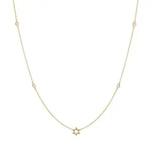 BY ADINA EDEN Diamond X Bezel Star Of David Necklace 14k