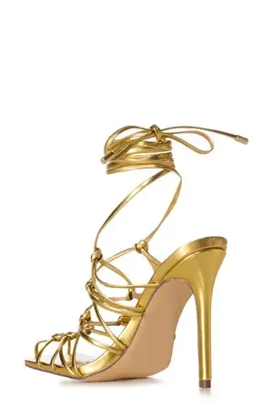 AZALEA WANG Amenra Ankle Wrap Sandal - Gold