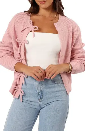 PETAL & PUP Wilde Bow Front Cardigan - Blush