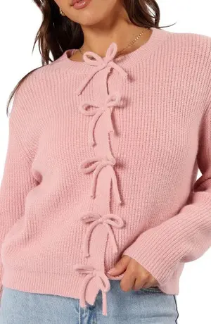 PETAL & PUP Wilde Bow Front Cardigan - Blush