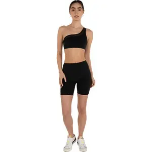 REBODY On Duty Mesh One Shoulder Silkiflex Bra - Midnight Black