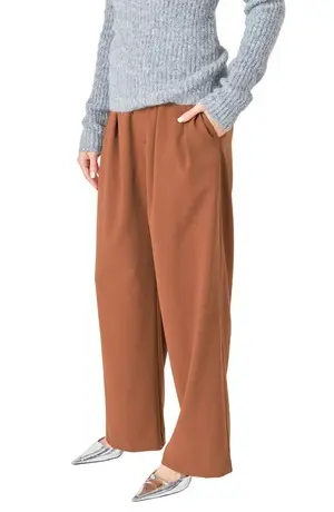 Endless Rose High Waist Wide Leg Trousers - Brown