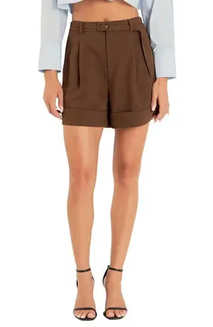 Endless Rose Belted Pleated Shorts