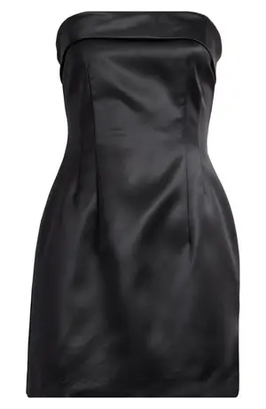 French Connection Satin Strapless Mini Dress - Black