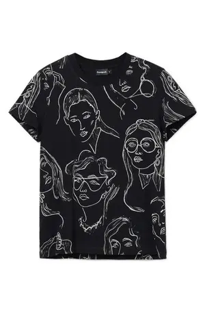 Desigual Faces Print Cotton T-shirt