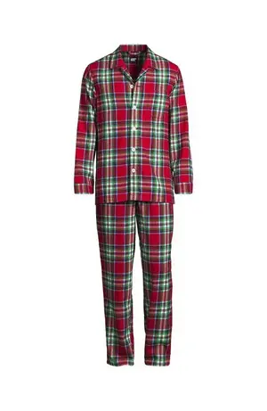 LANDS' END Flannel Pajama Set - Heritage Red Plaid