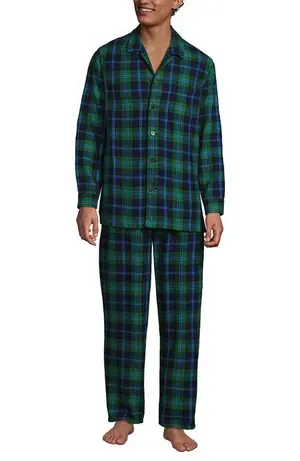 LANDS' END Flannel Pajama Set Light Emerald Blackwatch