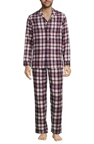 LANDS' END Flannel Pajama Set Rich Burgundy/navy Plaid