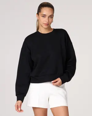 REBODY Essential Scuba Knit Crewneck Sweatshirt - Black