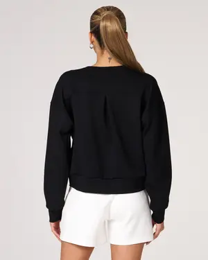 REBODY Essential Scuba Knit Crewneck Sweatshirt - Black