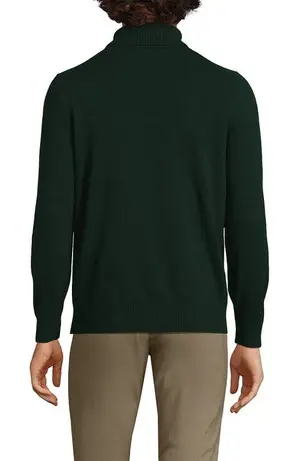 LANDS' END Cashmere Turtleneck Sweater - Dark Pine Green