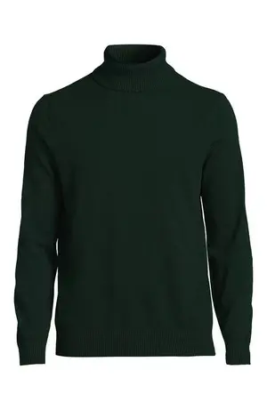 LANDS' END Cashmere Turtleneck Sweater - Dark Pine Green